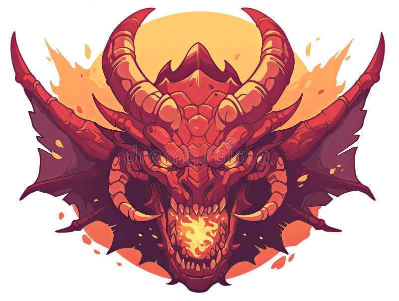 Fierce Red Dragon Head Breathing Fire, Set Against a Fiery Backdrop ...