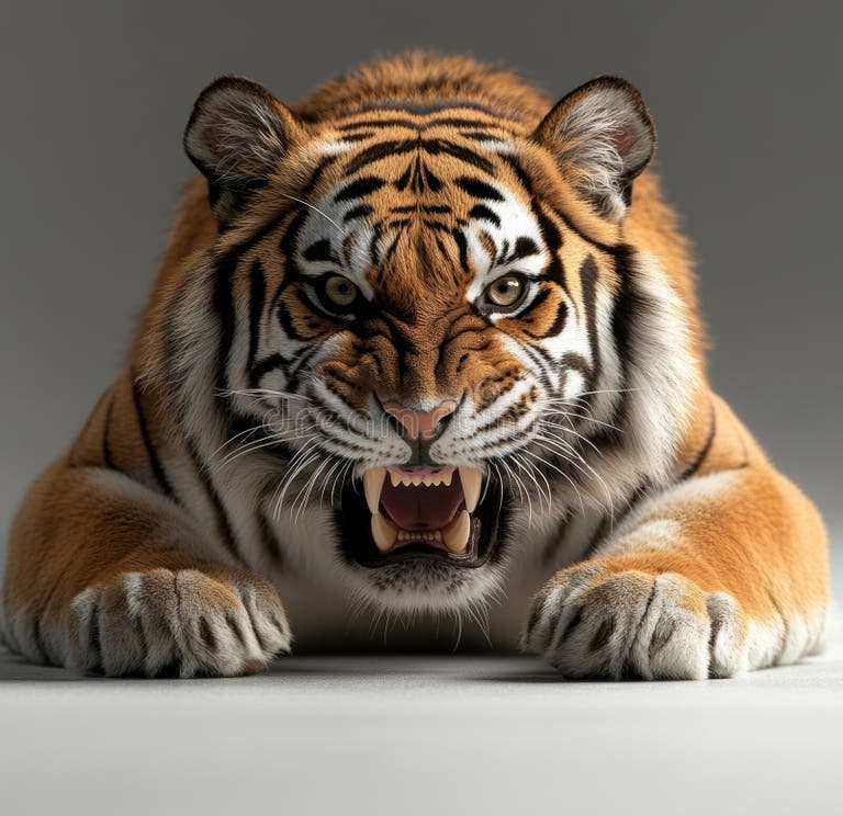The Fierce Roar of a Tiger is Conveyed through a Dramatic Head Shot ...