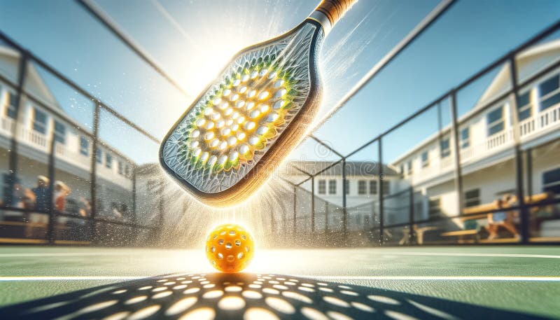 Fierce Serve Captured in Motion, Pickleball Paddle Strikes with ...