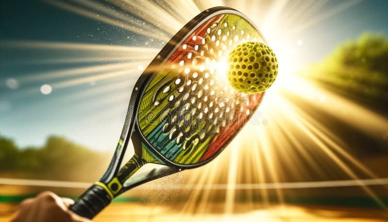 Fierce Serve Captured in Motion, Pickleball Paddle Strikes with ...