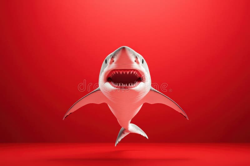 A Fierce Shark Emerging from a Vibrant Red Background Showcasing Its ...
