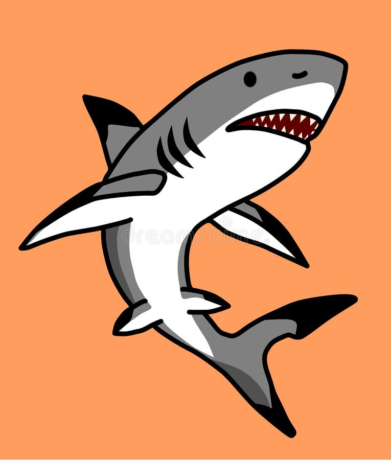 A Fierce Shark on an Orange Background. Stock Vector - Illustration of ...
