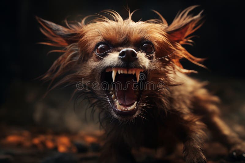 Fierce Small Dog, Aggressive Dog, Generated by AI Stock Illustration ...
