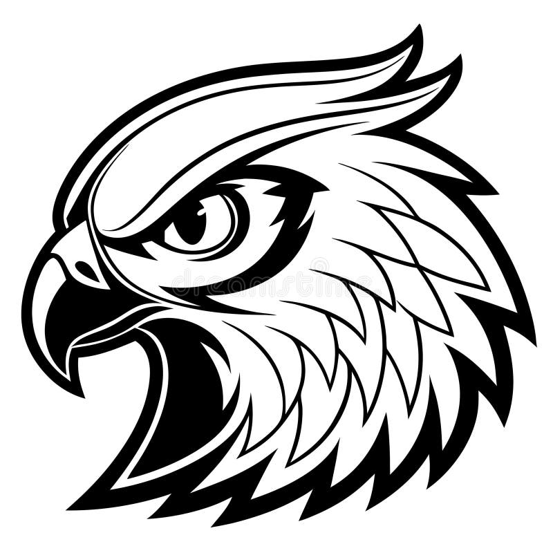 Fierce Stylized Hawk Head SVG Design for Tattoo Art and Graphic ...