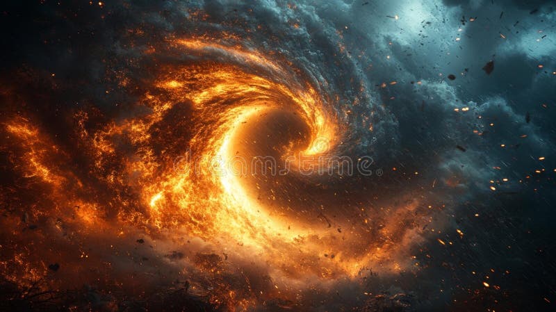 A Fierce Swirling Firestorm Creating Chaos in the Sky Stock ...
