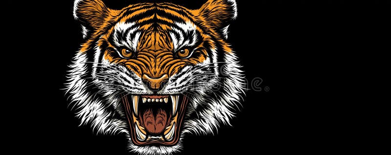 Fierce Tiger Head Illustration with Detailed Features and Bold Colors ...