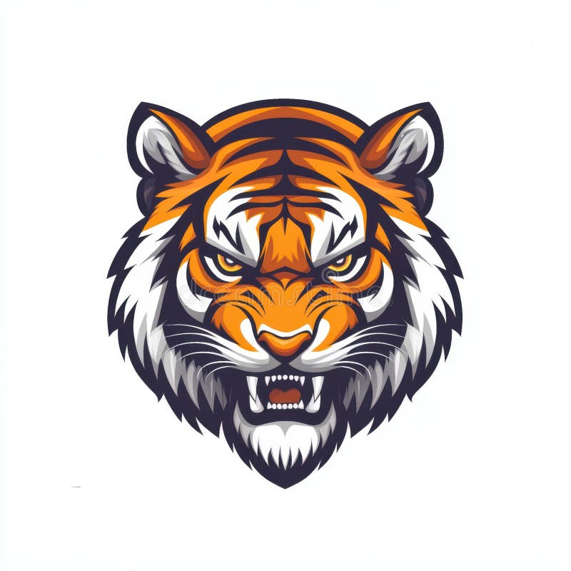 Fierce Tiger Head Mascot Design Orange Black White Stock Illustration ...