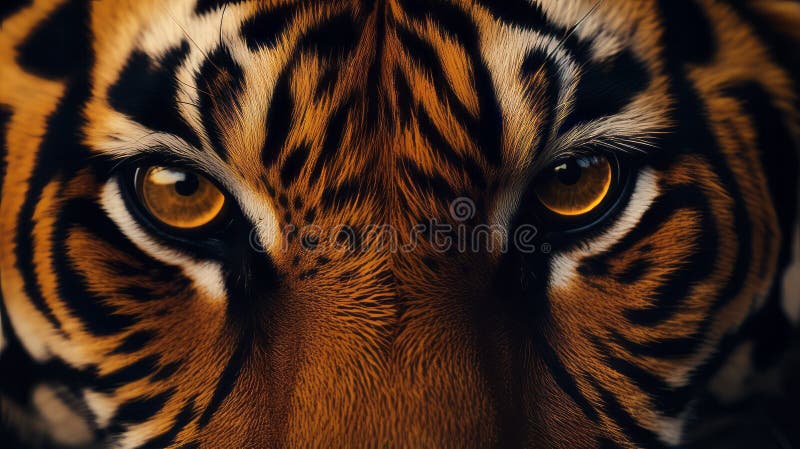 A Fierce Tiger with Piercing Yellow Eyes in a Close-up Shot Stock ...