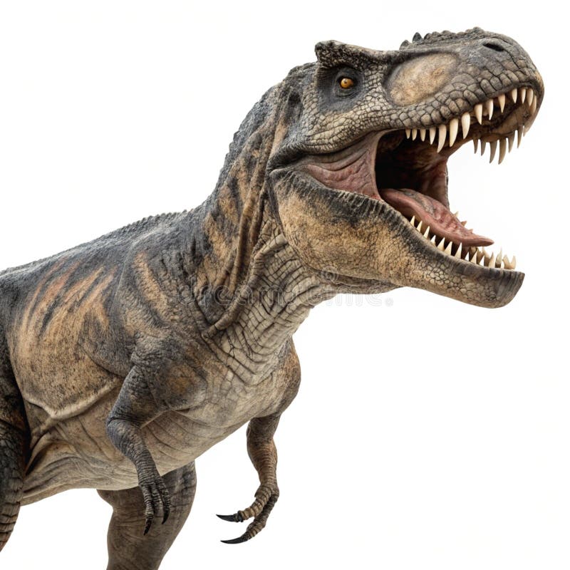 TRex with a Mouth Full of Teeth Looking at the Camera Isolated on White ...