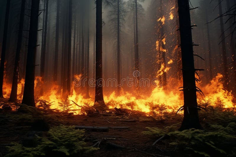 Fierce and Untamed Wildfire Spreading through a De Stock Image - Image ...