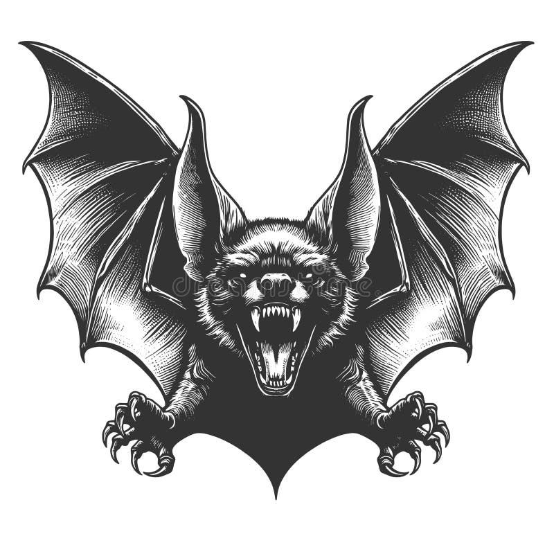 Fierce Vampire Bat Spread Wings Vector Stock Vector - Illustration of ...