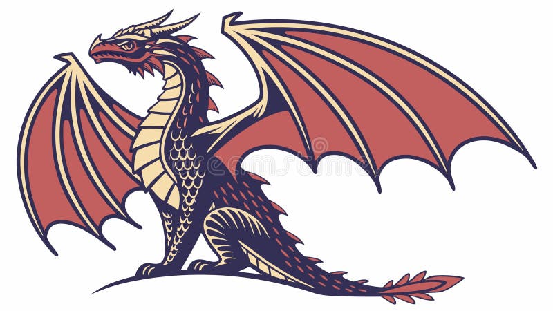 Fierce Purple Dragon with Red Wings Vector Art, Vector Design ...