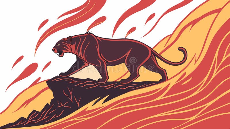 Tiger on Rock with Fire Vector Illustration, Vector Design Generative ...