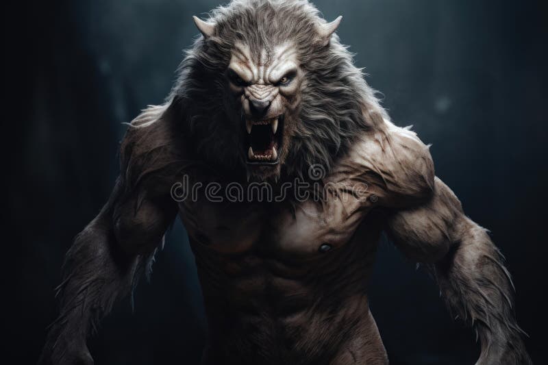 Fierce Werewolf Creature in Dramatic Lighting Stock Illustration ...