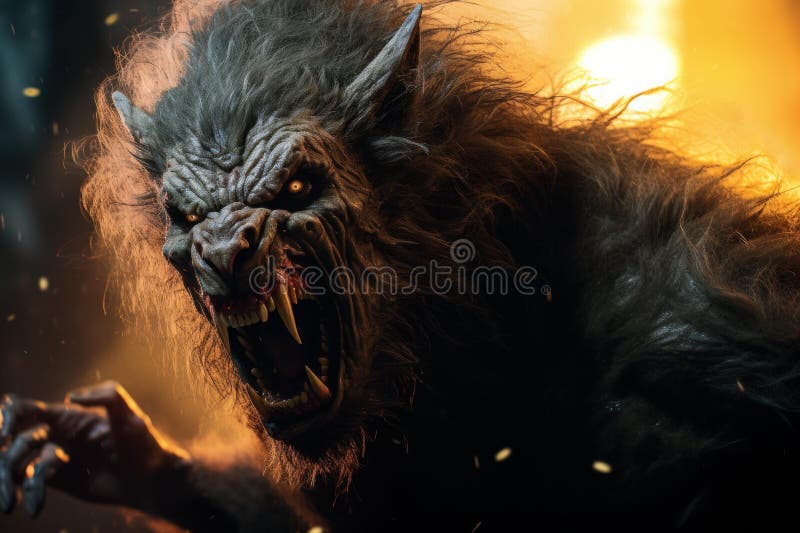 Fierce Werewolf in Dramatic Lighting Stock Image - Image of folklore ...