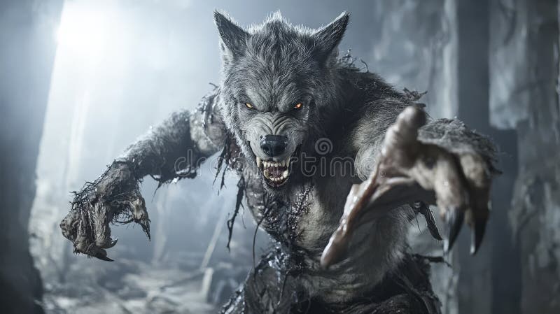 Fierce Werewolf Encounter Abandoned Castle Digital Art Dark Environment ...