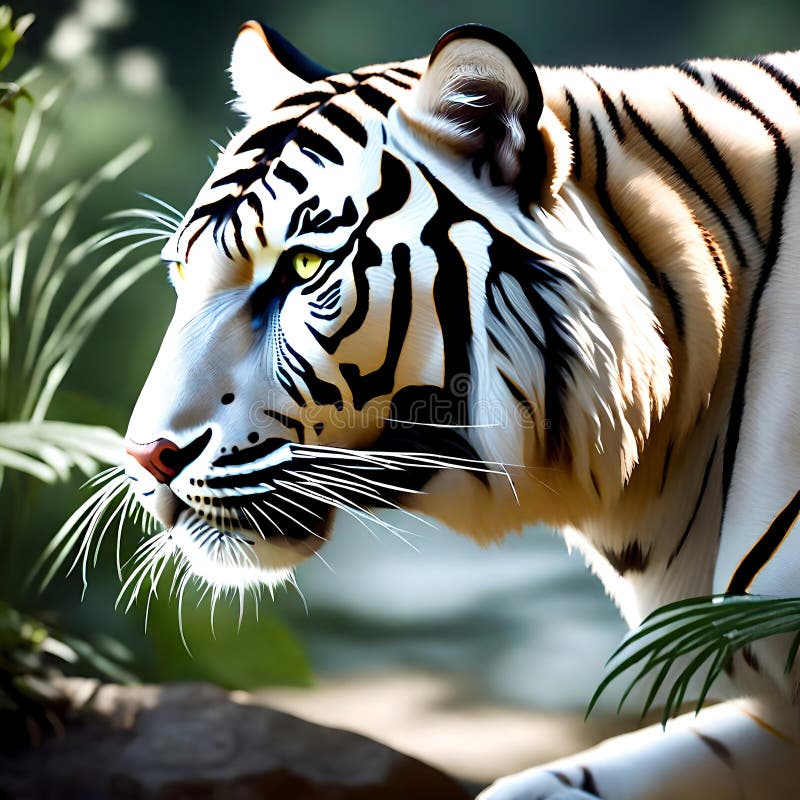 Fierce White Tiger - Ai Generated Image Stock Illustration ...