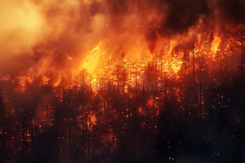 Intense Flames Engulf the Forest Stock Image - Image of summer ...
