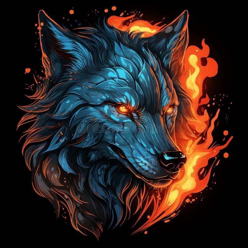 Fierce wolf generative ai stock illustration. Illustration of light ...