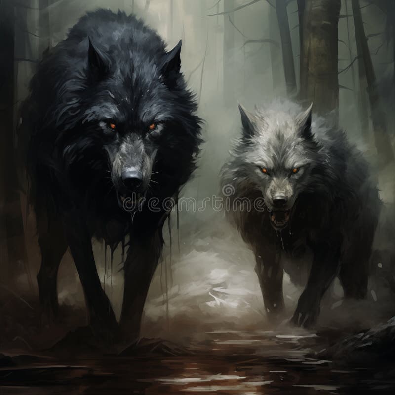 Fierce wolf generative ai stock illustration. Illustration of snow ...