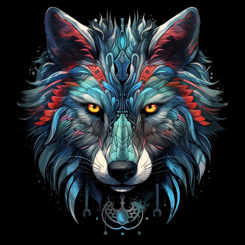 Fierce wolf generative ai stock illustration. Illustration of look ...