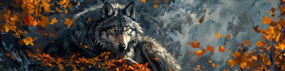 Fierce Wolf Guarding a Hidden Treasure Stock Illustration ...