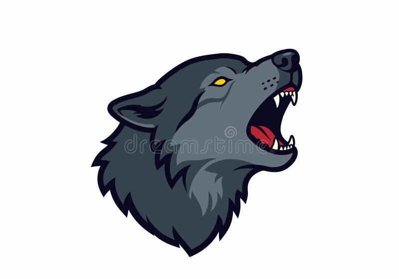 Howling wolf head clipart stock vector. Illustration of grey - 365009751