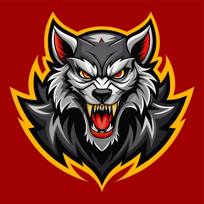 A Fierce Wolf Mascot Bares Its Teeth and Opens Its Mouth Aggressively ...