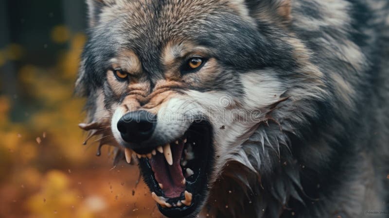 A Fierce Wolf Showing Its Teeth. Perfect for Wildlife Designs Stock ...