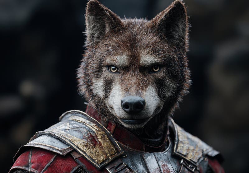 Fierce Wolf Warrior in Battle Armor Stock Illustration - Illustration ...