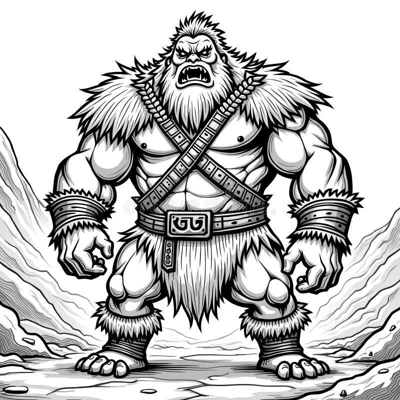 Fierce Yeti Warrior stock illustration. Illustration of respect - 346829784