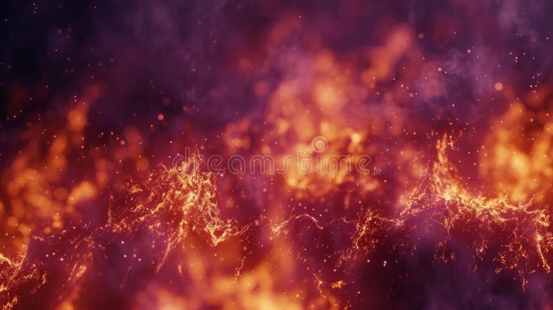 Fiery Abstract Background: Dynamic Particle Flow, Energy Burst, Burning ...