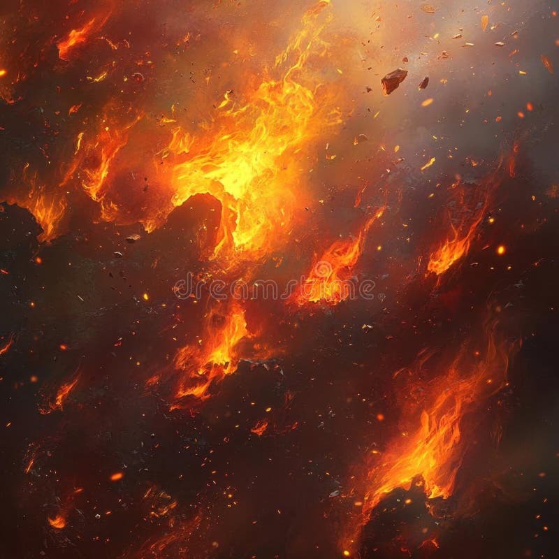 Fiery Abstract Background with Flames and Sparks Stock Illustration ...