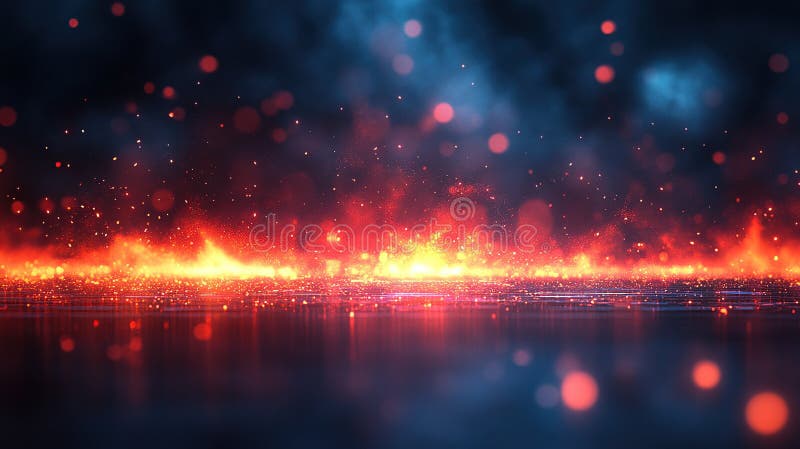 Fiery Abstract Background with Glowing Embers and Smoke Reflections on ...