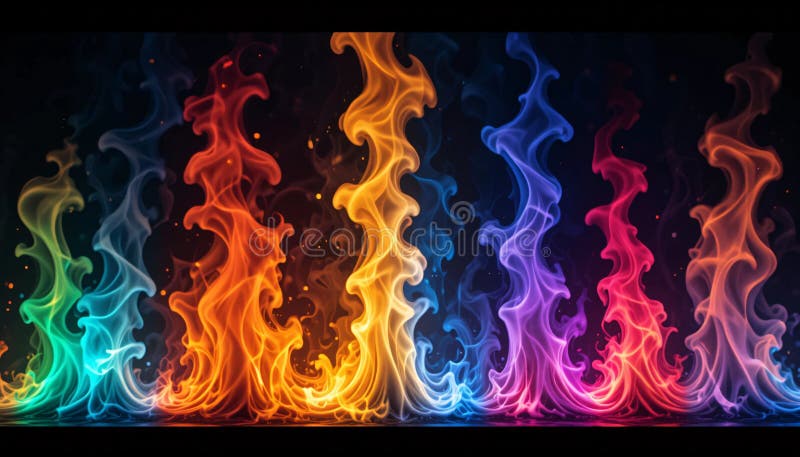 Fiery Abstract Background with Vibrant Color Flames Stock Illustration ...