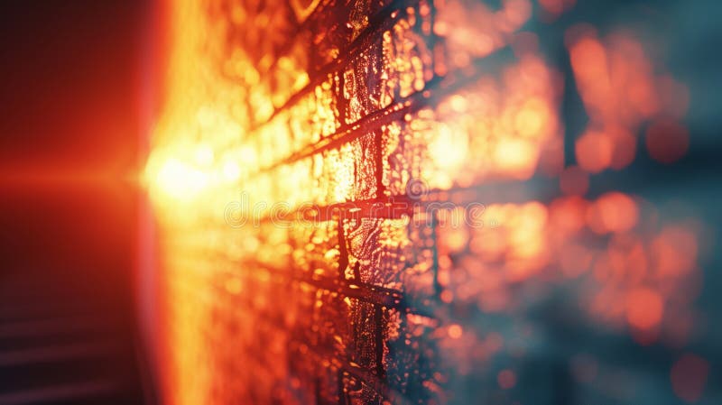 Fiery Abstract Brick Wall Texture Background with Bright Light and ...