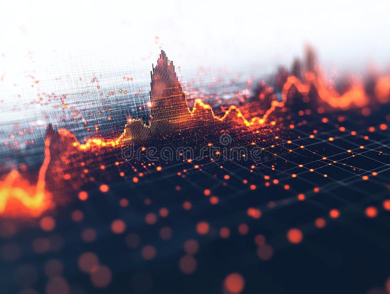 Fiery Abstract Data Visualization Glowing Red and Orange Points on Dark ...