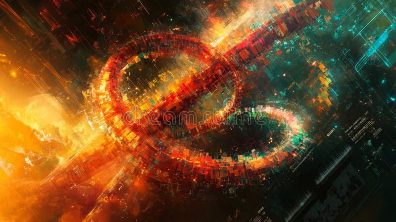 Fiery Abstract Digital Art with Cosmic Energy Stock Illustration ...