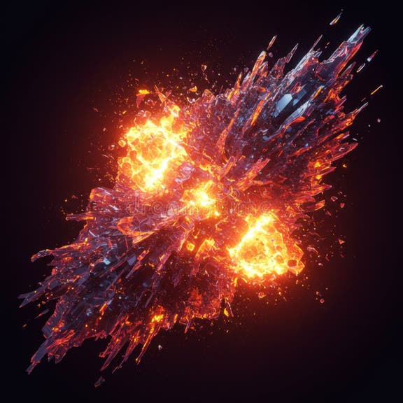 Fiery Abstract Explosion Digital Art Stock Illustration - Illustration ...