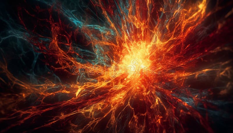 Fiery Abstract Explosion Ignites Natural Phenomenon in Futuristic ...