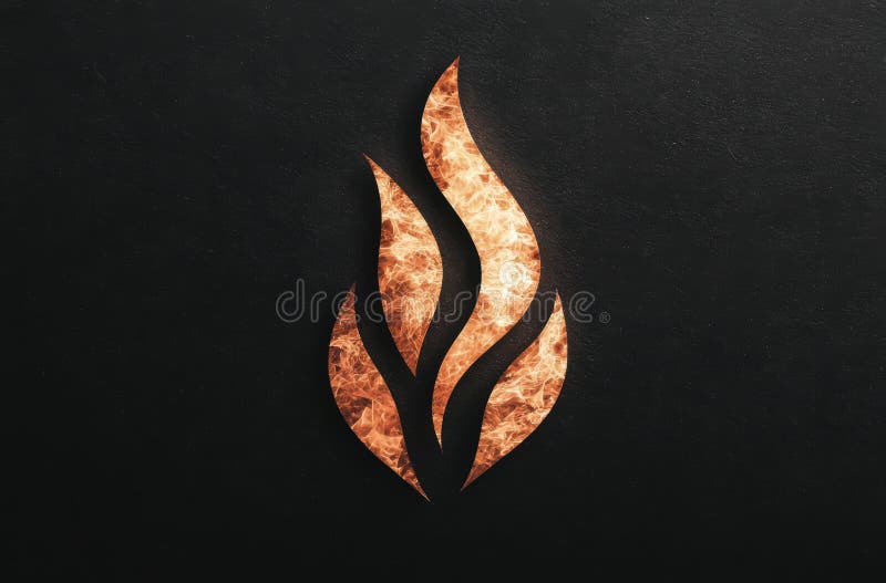 Fiery Abstract Flame Symbol on Black Background Stock Illustration ...