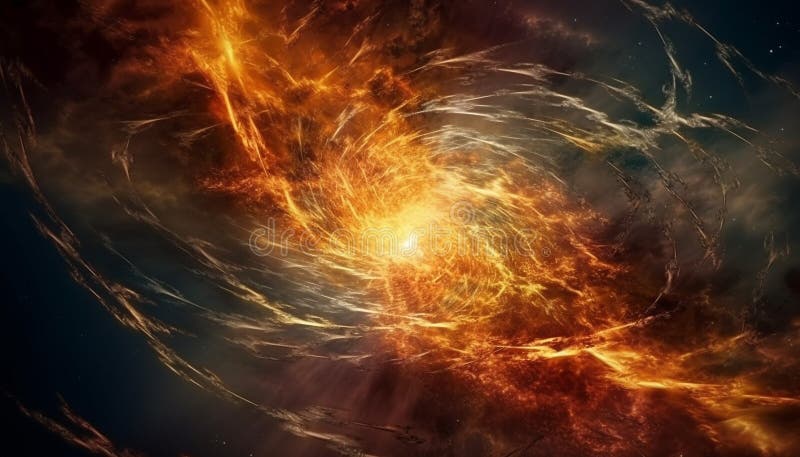 Fiery Abstract Galaxy Explodes in Vibrant, Multi Colored Inferno of ...