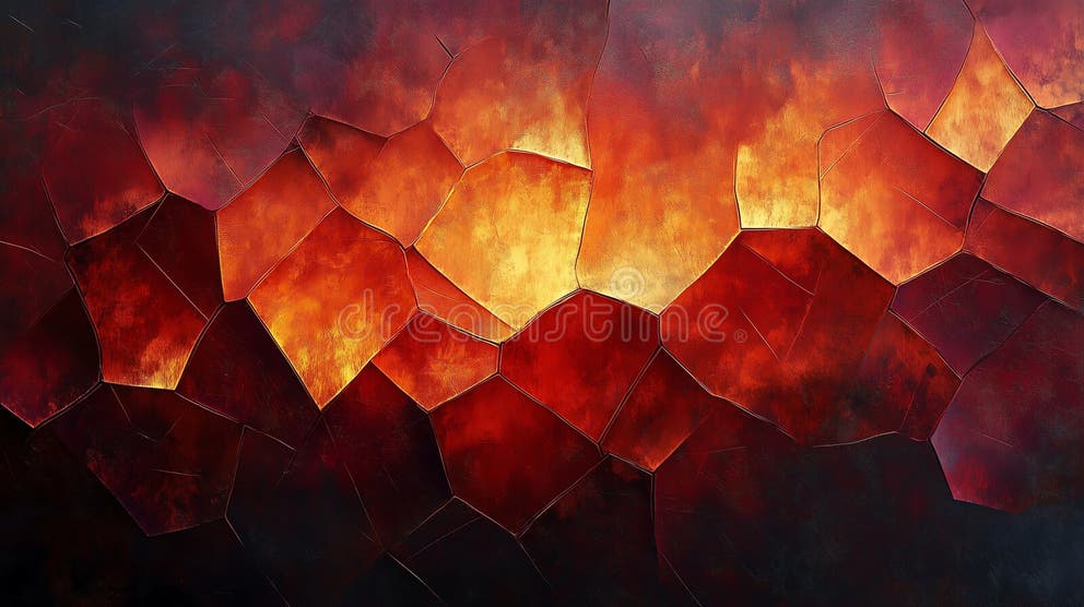 Fiery Abstract Gradient with Geometric Shapes and Burnt Metallic ...