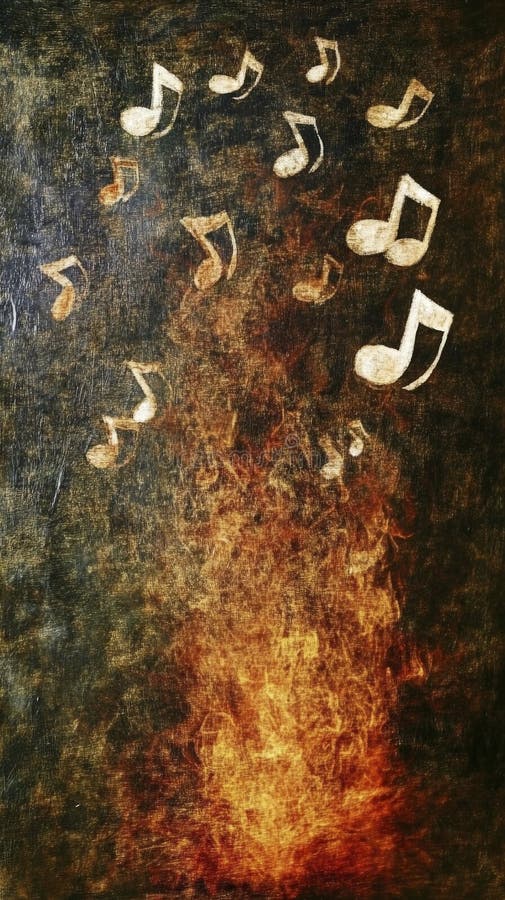 Fiery Abstract Music Notes with an Intense Background Stock ...