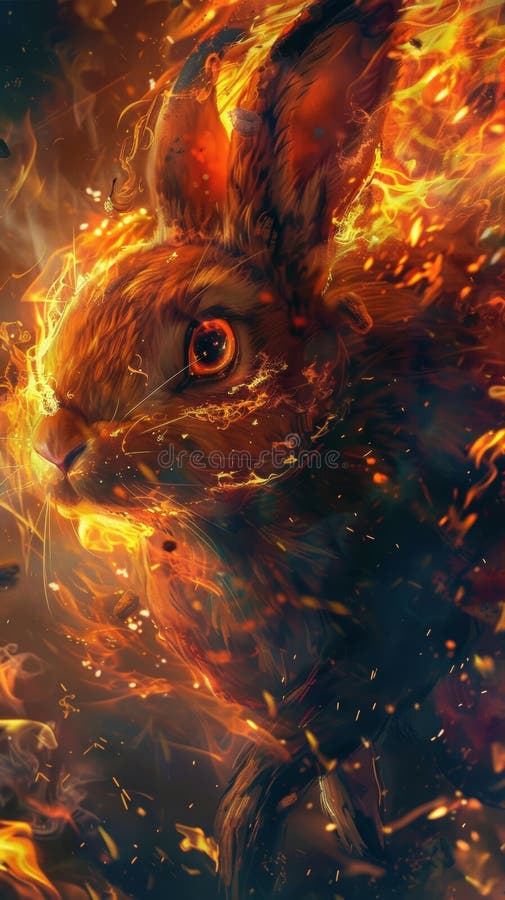 Fiery Abstract Rabbit Illustration Stock Photo - Image of fantasy ...