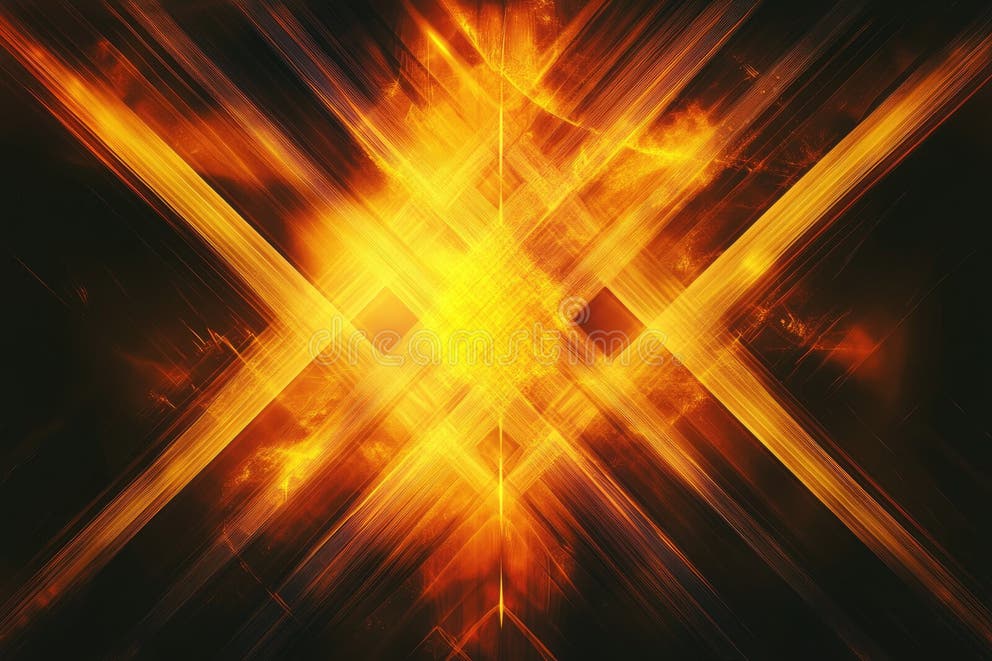 Fiery Abstract X-shaped Light Burst with Dynamic Energy and Intense ...