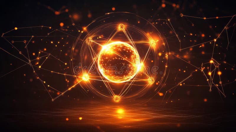 Fiery Abstract Sphere Glowing with Energy and Light Stock Illustration ...