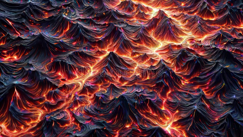 Fiery Abstract: Volcanic Terrain or Captivating Landscape, Generative ...