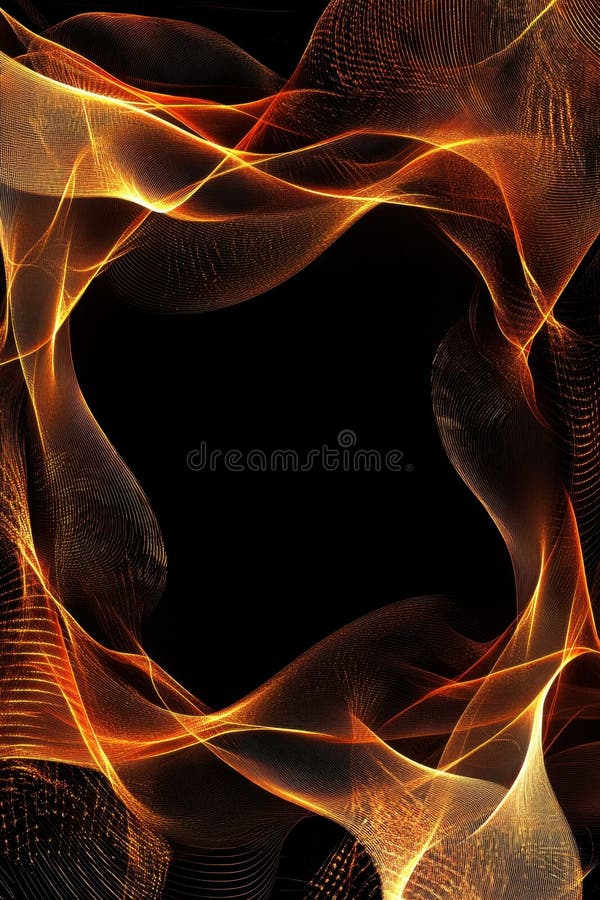 Fiery Abstract Wave Design on Black Background Stock Illustration ...
