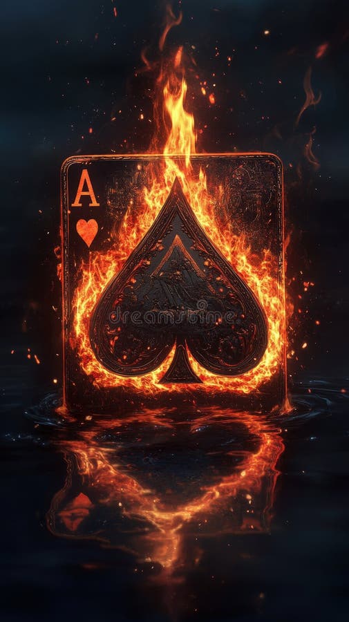 Fiery Ace of Spades Card Engulfed in Flames Stock Photo - Image of fire ...